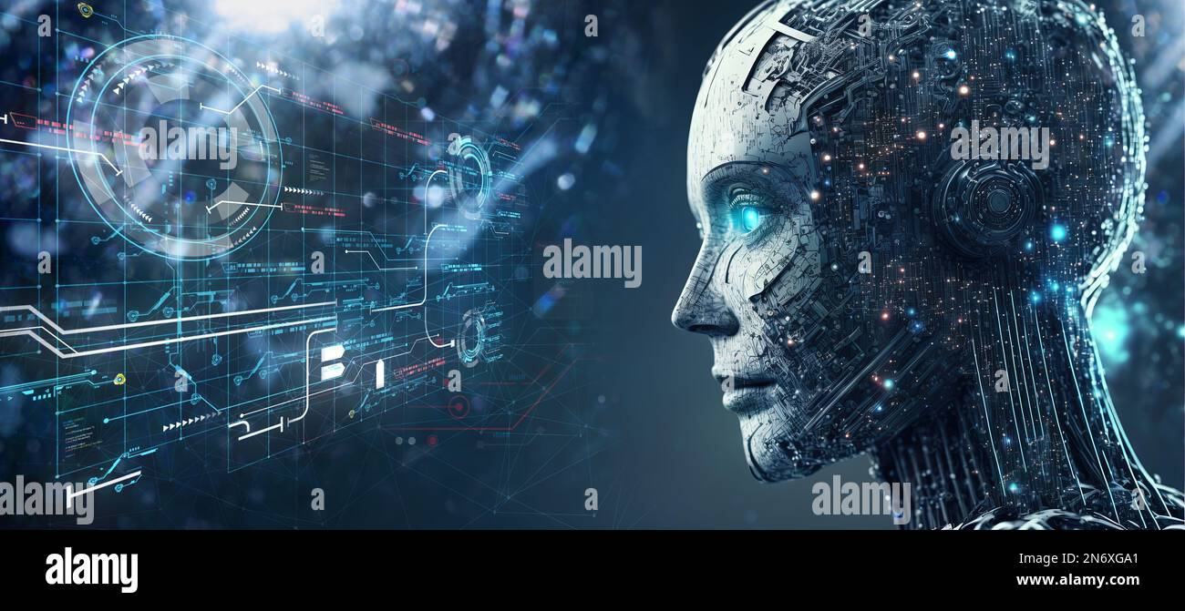 Artificial Intelligence Ai Analysis Big Data In Smart Office Concept Robot Ai And Algorithms