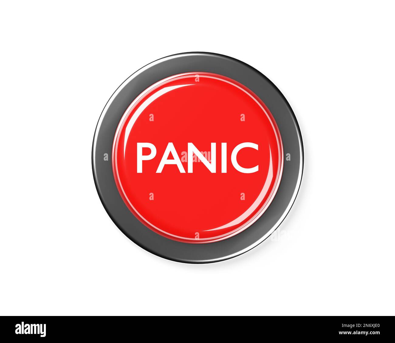 Red panic push button over white background, emergency, security or ...