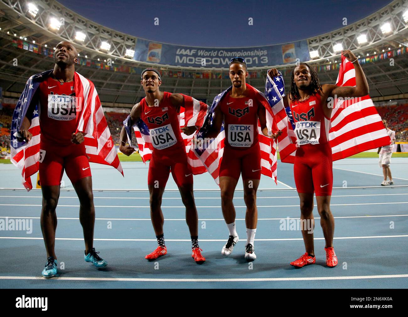 United States' men's relay team members from left, Lashawn Merritt ...