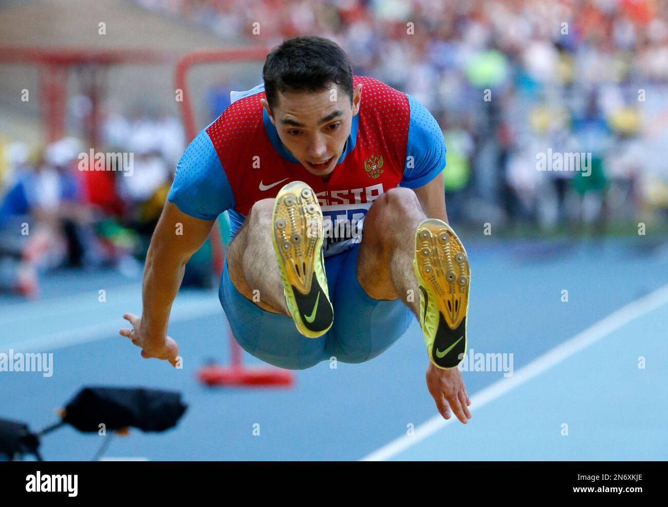 Russia's Aleksandr Menkov competes in the men's long jump final at the ...