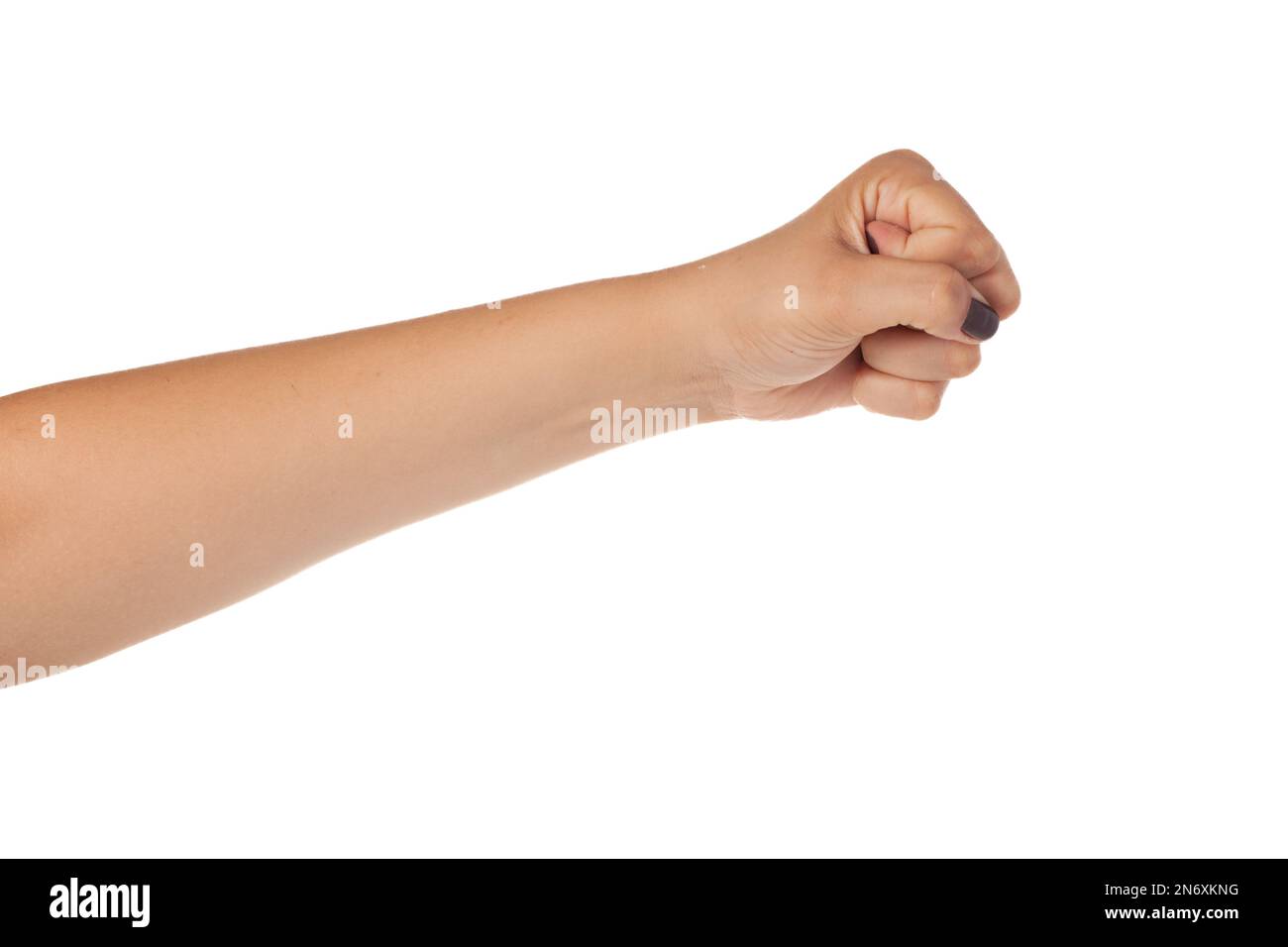Signal hand giving punch isolated on white background Stock Photo - Alamy