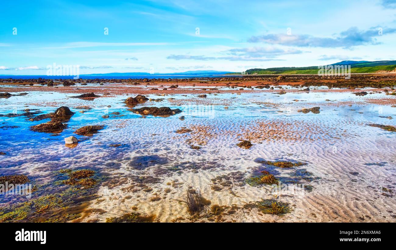 Brora backshore and the Moray Firth, with Ben Bhraggie in the distance ...