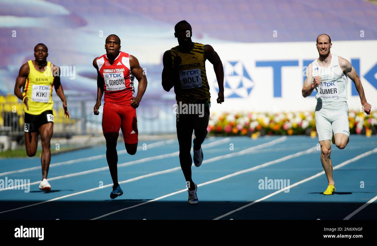 From left, Benin's Didier Kiki, Trinidad and Tobago's Lalonde Gordon ...