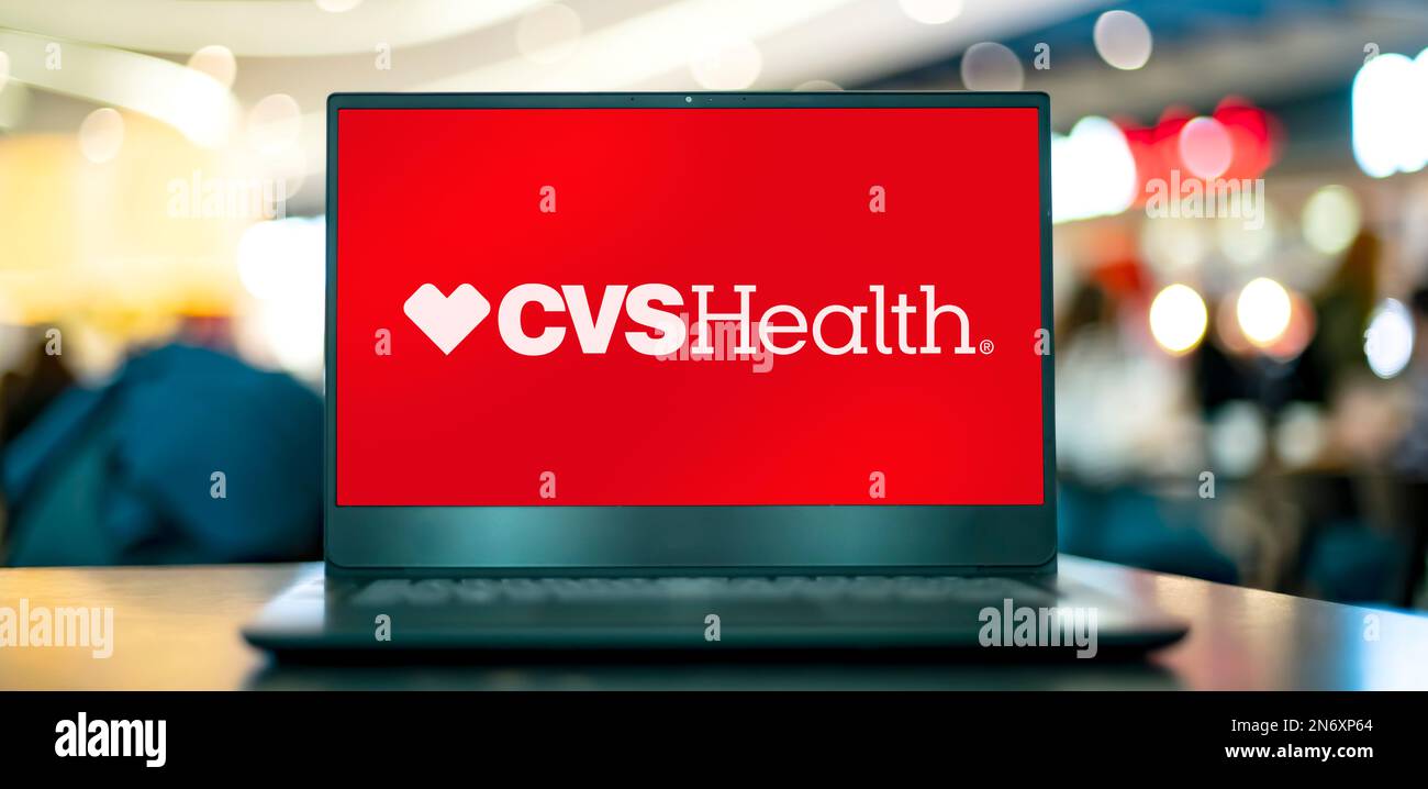 POZNAN, POL - JUN 28, 2022: Laptop computer displaying logo of CVS ...