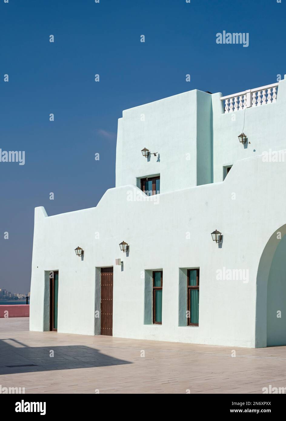 Colorful houses, Mina District, Old Doha Port, Qatar Stock Photo - Alamy