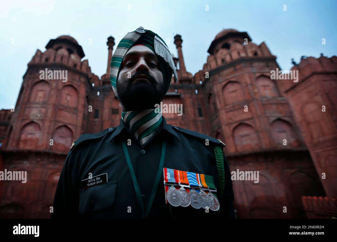 An Indian soldier stands guard at the Red Fort before Indian Prime ...