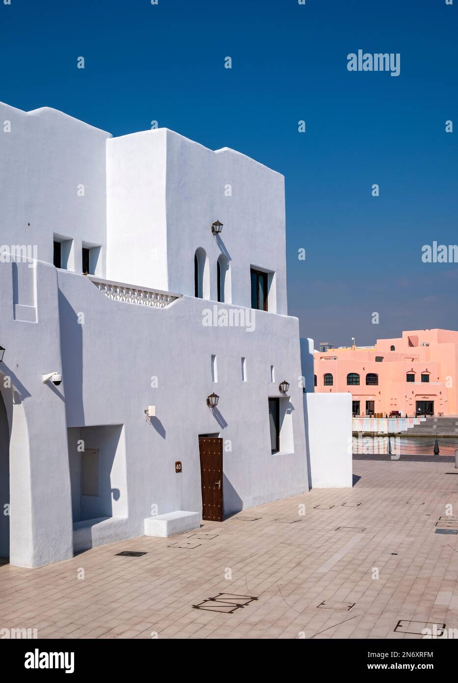 Colorful houses, Mina District, Old Doha Port, Qatar Stock Photo - Alamy