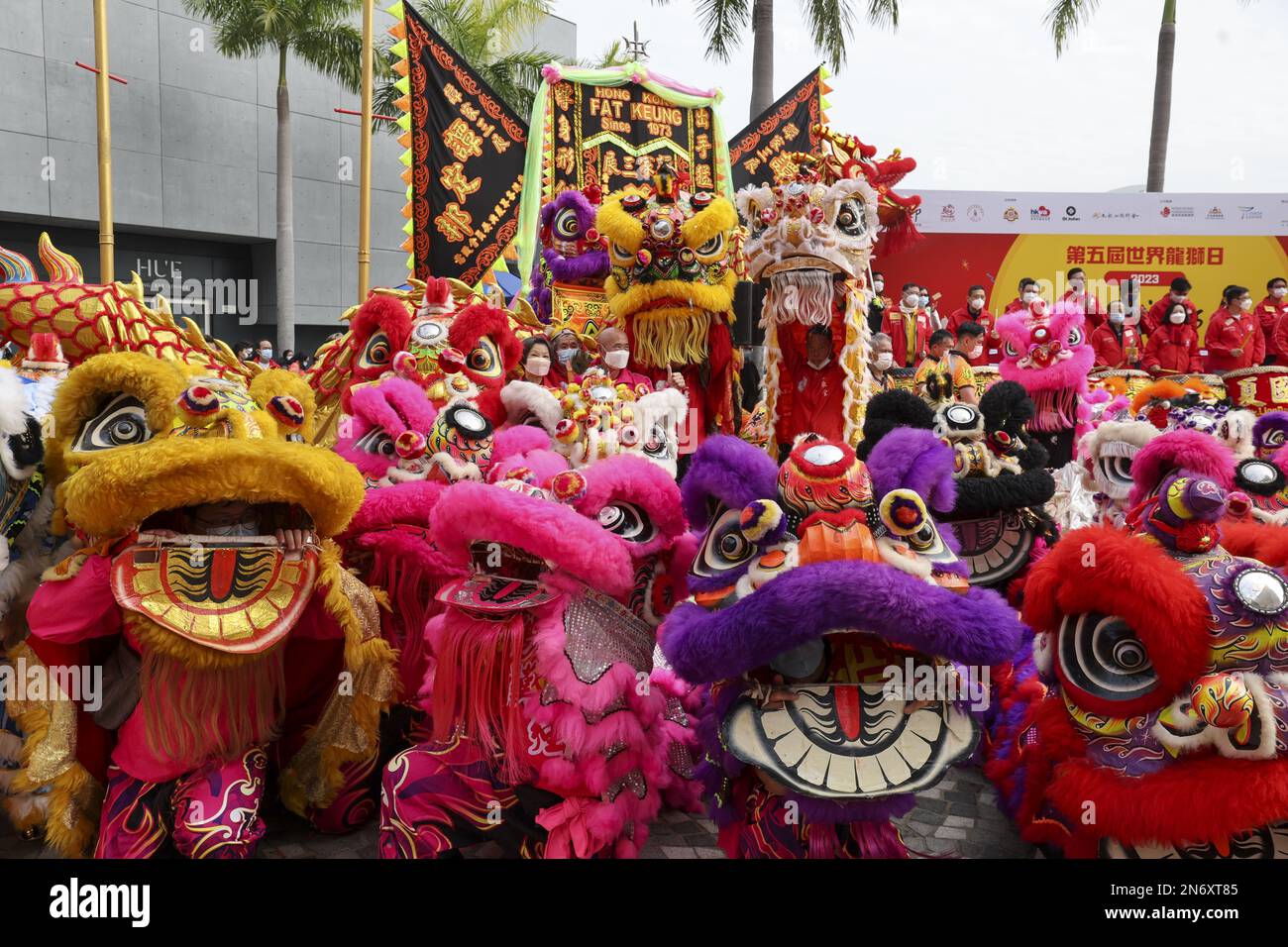 Lion dance and Dragon dance performance during Hong Kong Dragon and ...