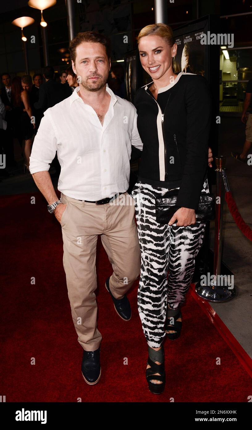 Actor Jason Priestley, left, and his wife Naomi Lowde-Priestley arrive ...