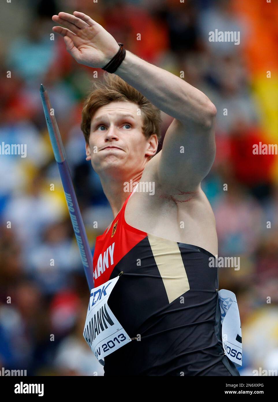 Germany's Lars Hamann competes in the men's javelin throw qualification ...