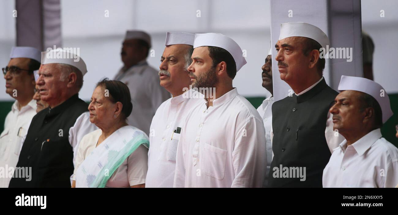 Congress Party Vice President Rahul Gandhi Third Right Sings The