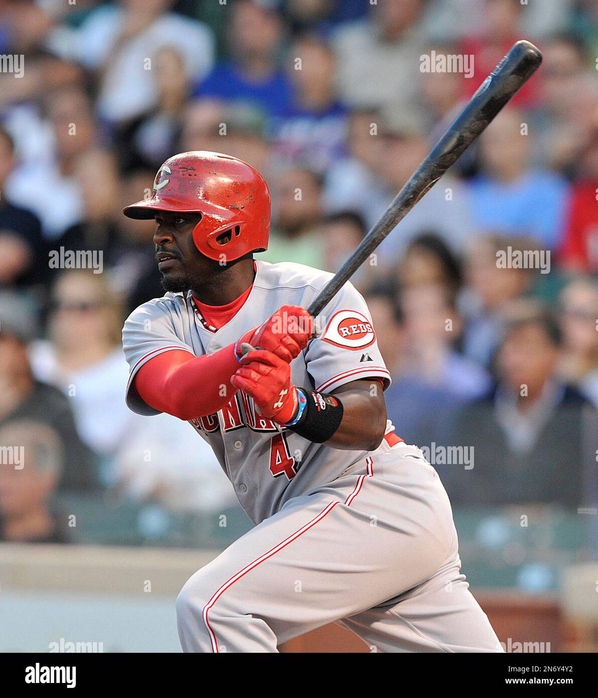 Cincinnati Reds' Brandon Phillips singles in a run against the Chicago ...