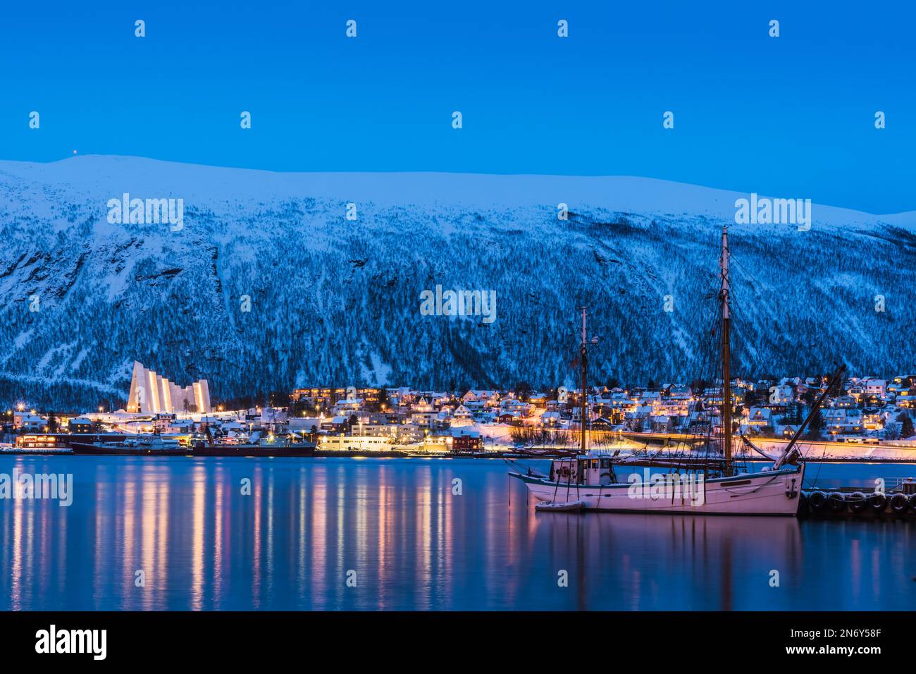 Tromso, Norway, March 4th 2022: View to Tromsdalen with Arctic ...