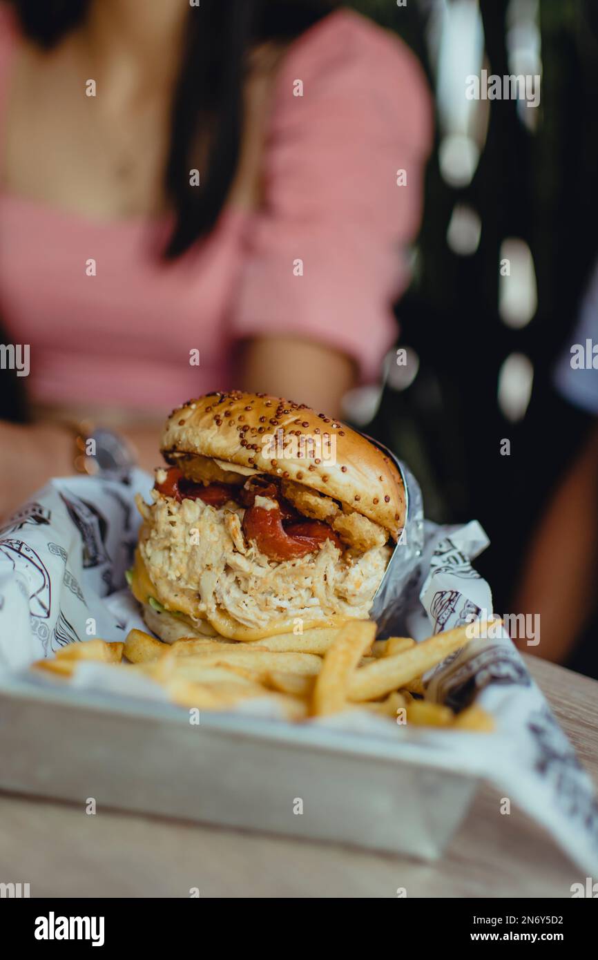 delicious fast food to share with family and friends Stock Photo - Alamy