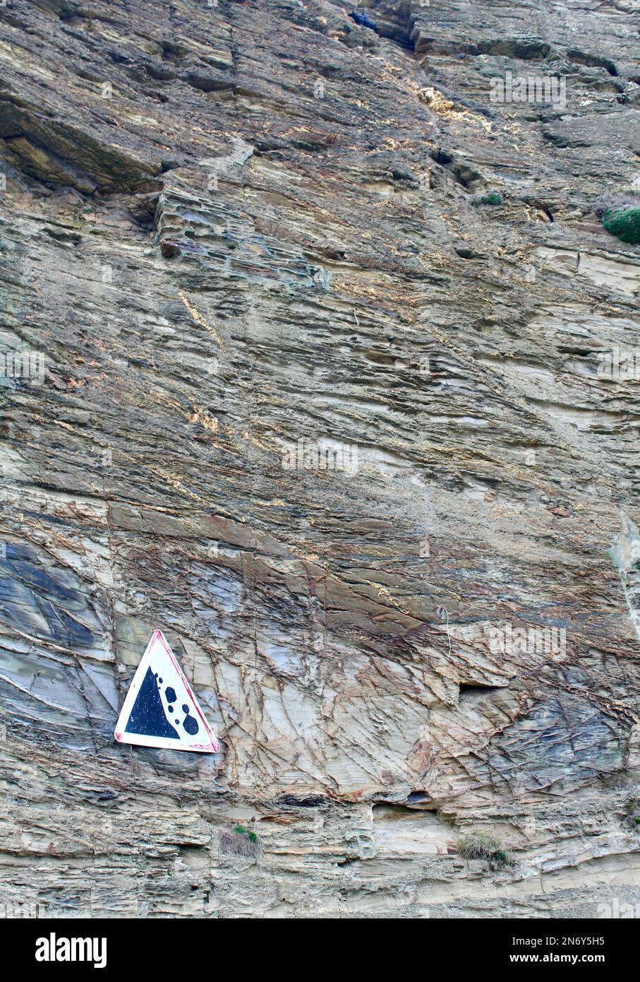 Rockface - Quarry Lane car Park, Falmouth, Cornwall, England, UK Stock ...