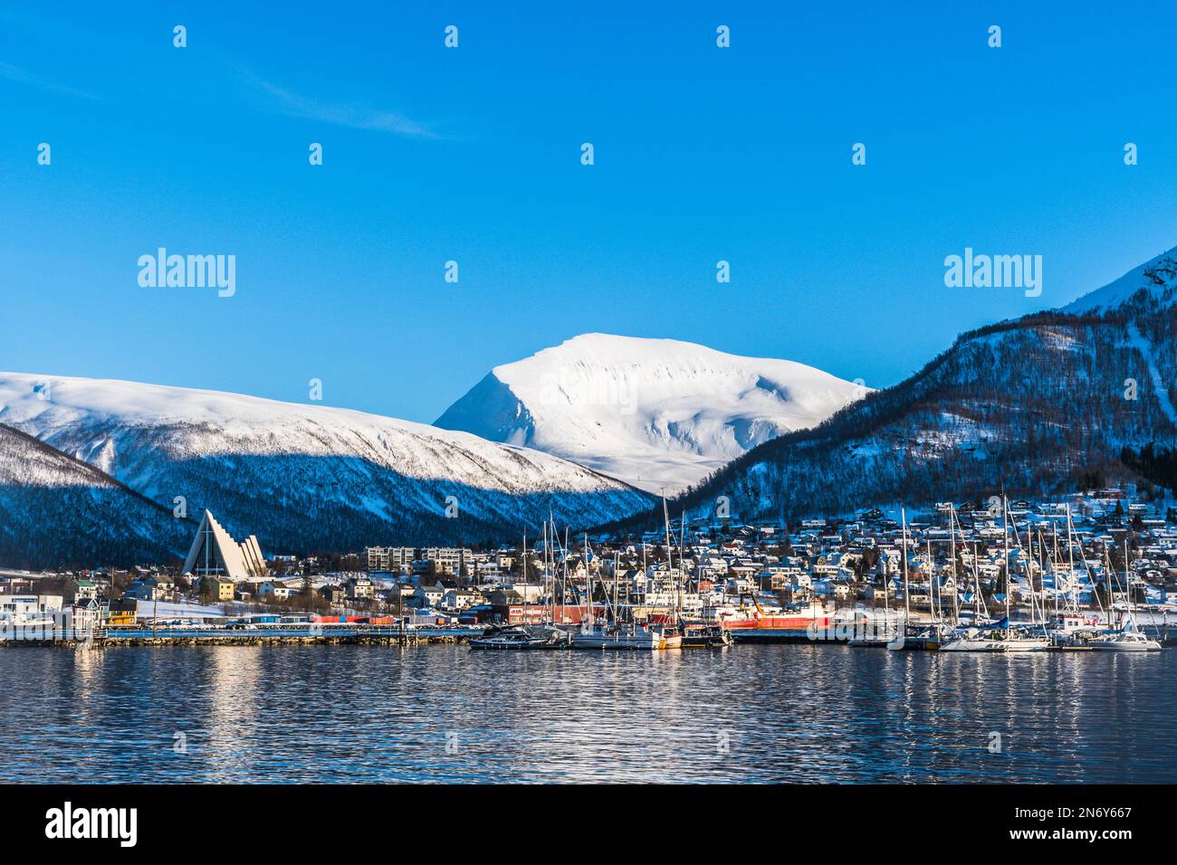Tromso, Norway, March 6th 2022: View to Tromsdalen with Arctic ...