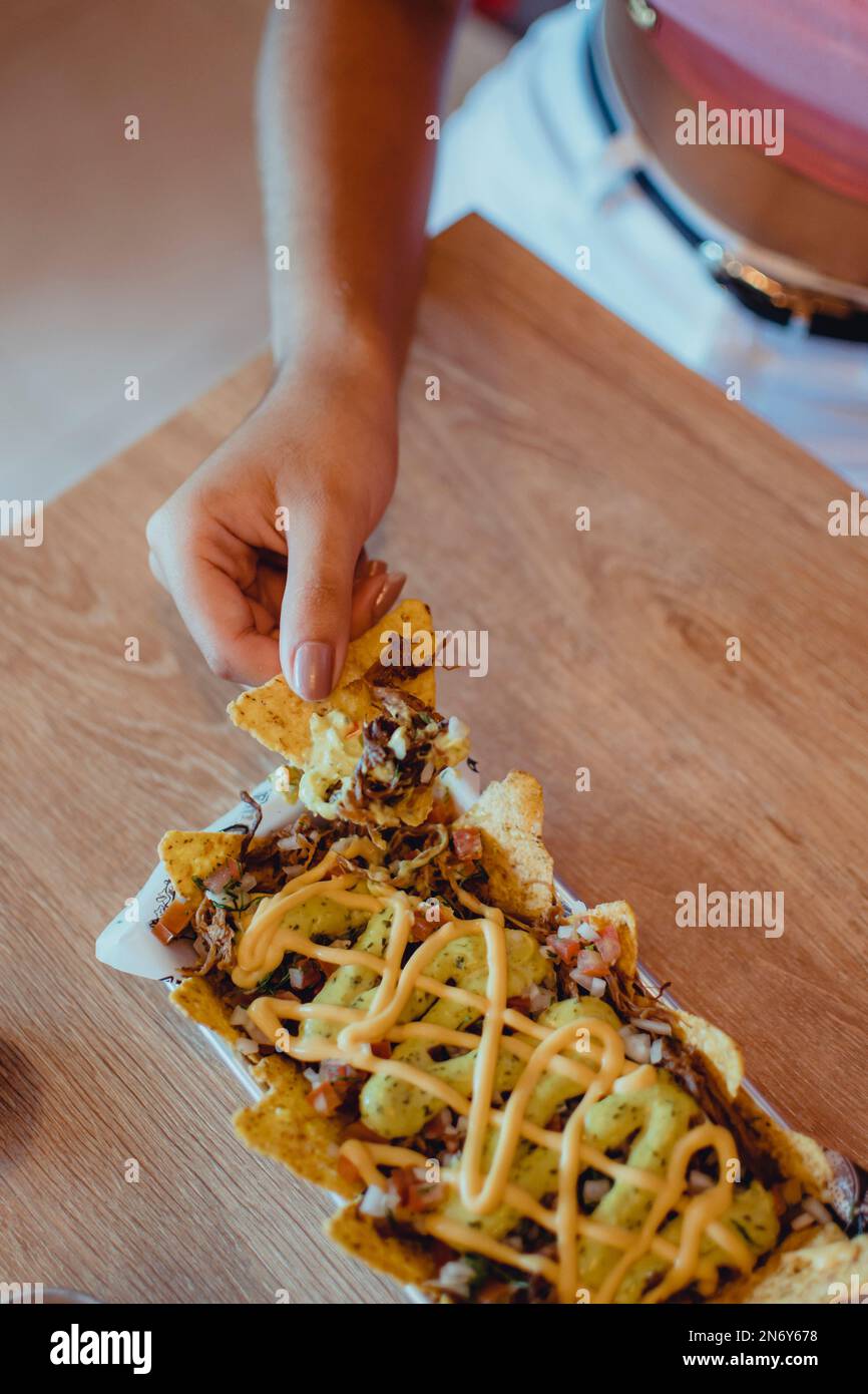 delicious fast food to share with family and friends Stock Photo - Alamy