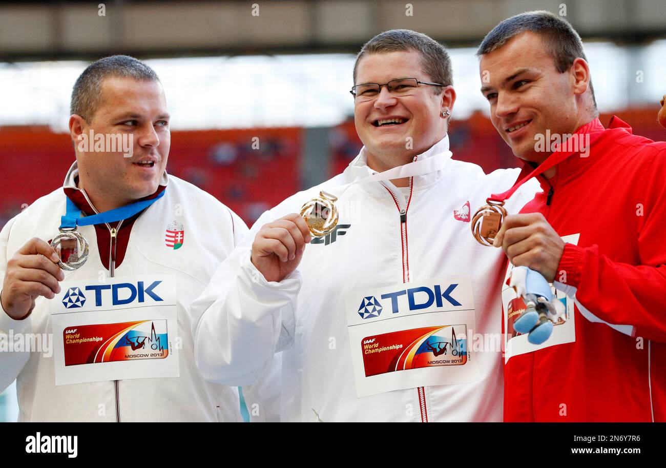 From left, Hungary's Krisztian Pars, Poland's Pawel Fajdek and Czech ...