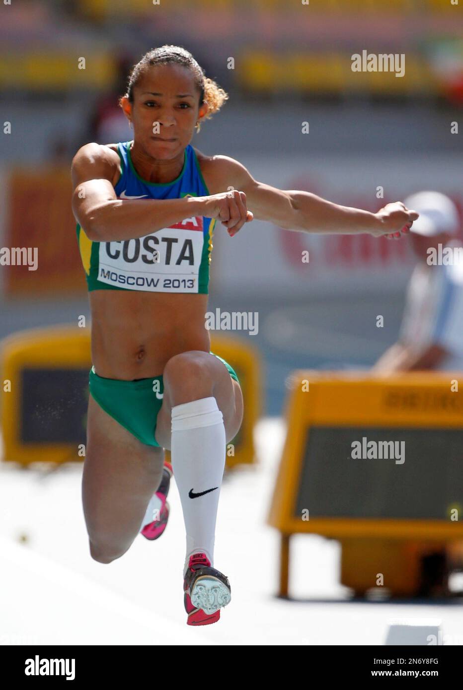 Brazil's Keila Costa competes in the women's triple jump qualification ...