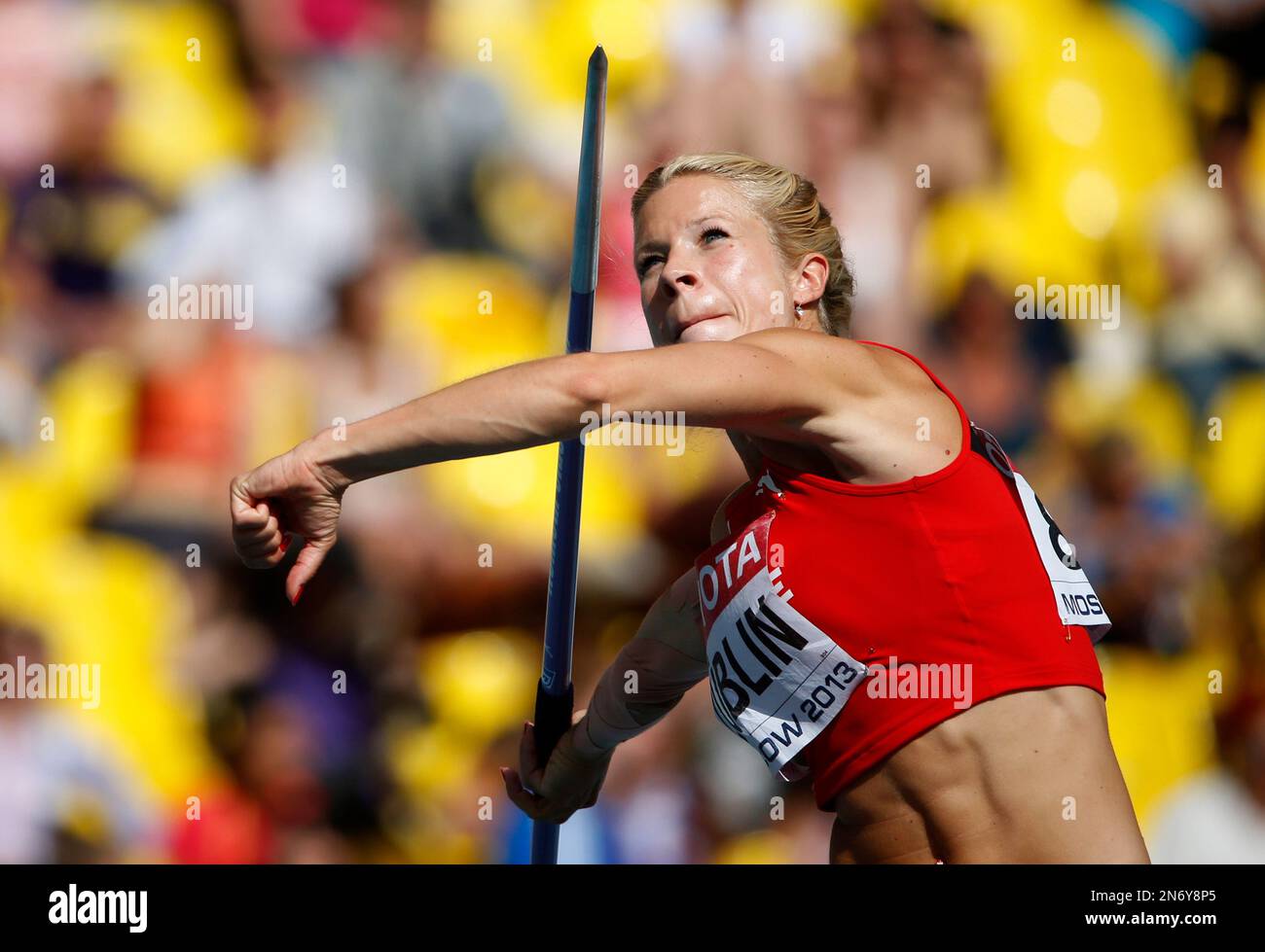 Switzerland's Linda Zublin competes in the javelin throw in the ...