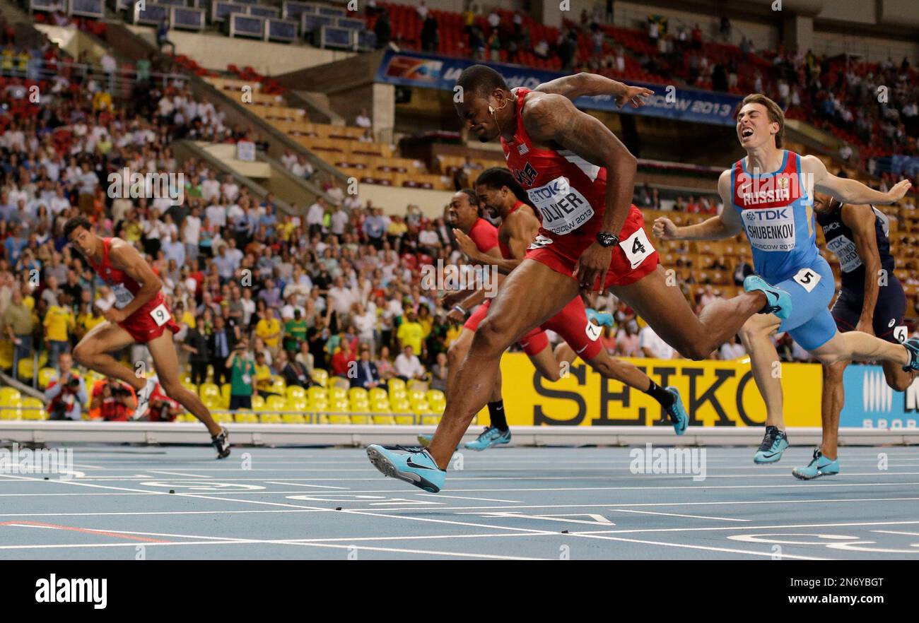 United States' David Oliver crosses the line to win the gold medal in ...