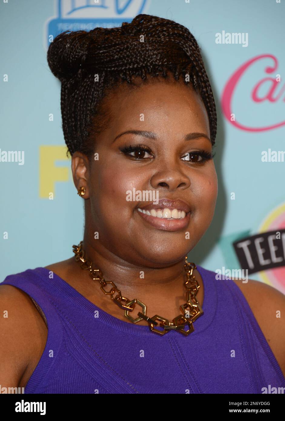 Amber Riley poses backstage at the Teen Choice Awards at the Gibson ...