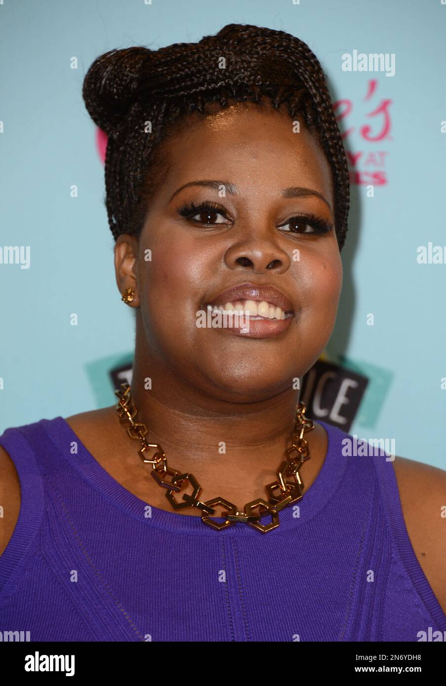 Amber Riley poses backstage at the Teen Choice Awards at the Gibson ...