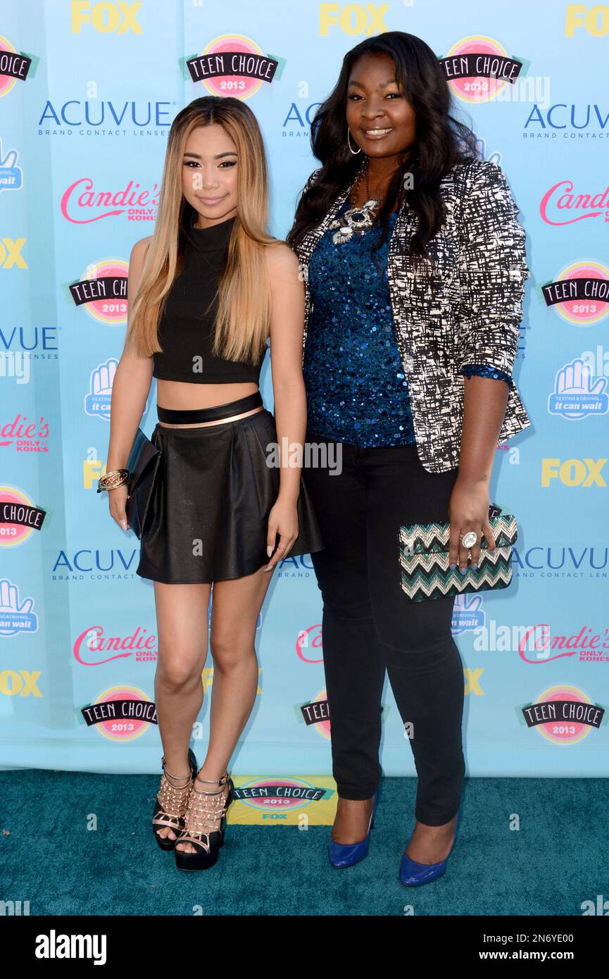Jessica Sanchez, left, Candice Glover arrives at the Teen Choice Awards ...