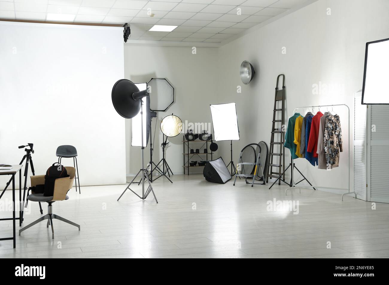 Interior of modern photo studio with professional equipment Stock Photo ...