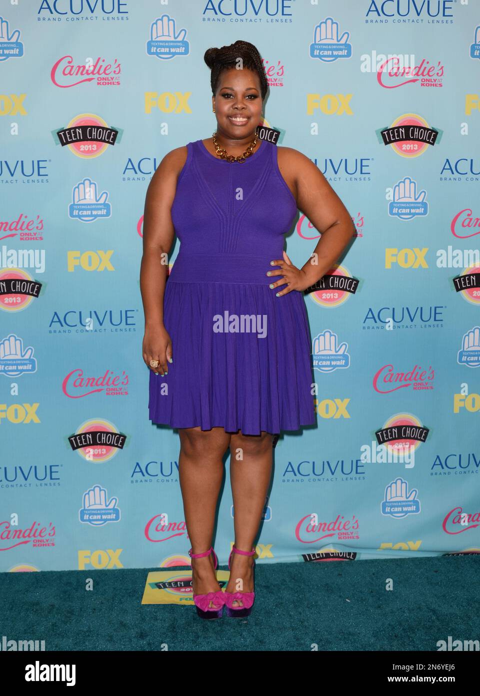 Amber Riley poses backstage at the Teen Choice Awards at the Gibson ...