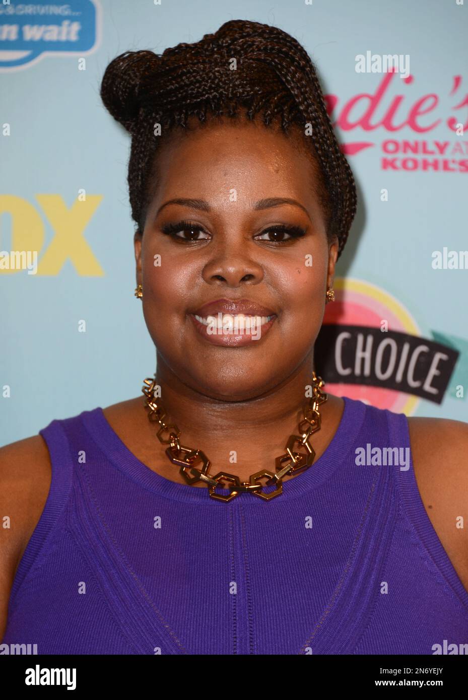Amber Riley poses backstage at the Teen Choice Awards at the Gibson ...