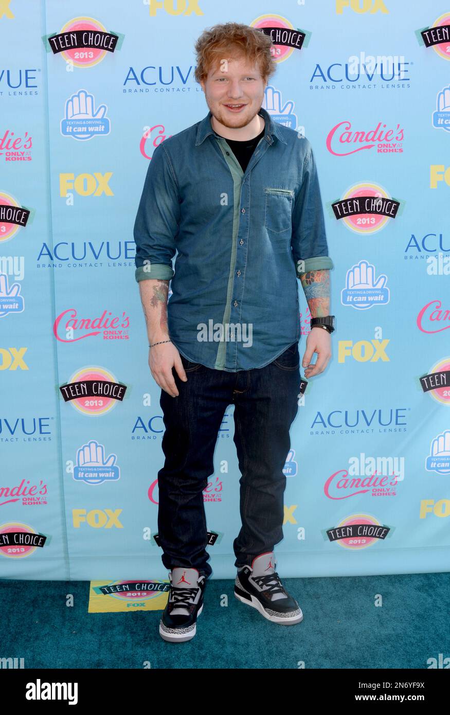 Ed Sheeran arrives at the Teen Choice Awards at the Gibson Amphitheater ...