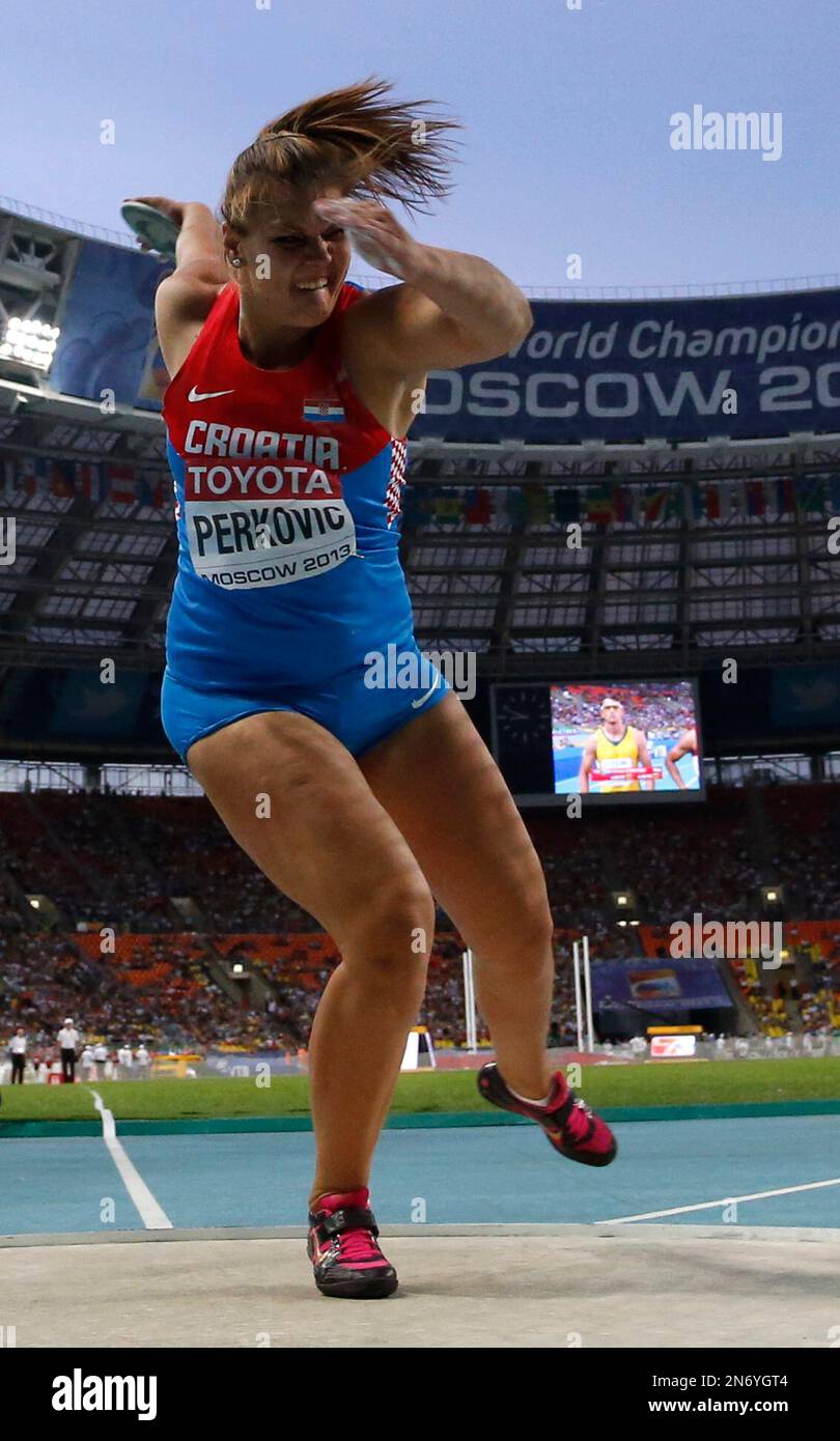 Croatia's Sandra Perkovic competes in the women's discus throw final at ...
