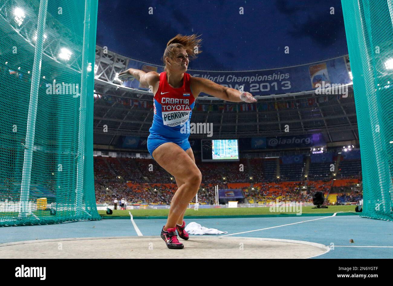 Croatia's Sandra Perkovic competes in the women's discus throw final at ...