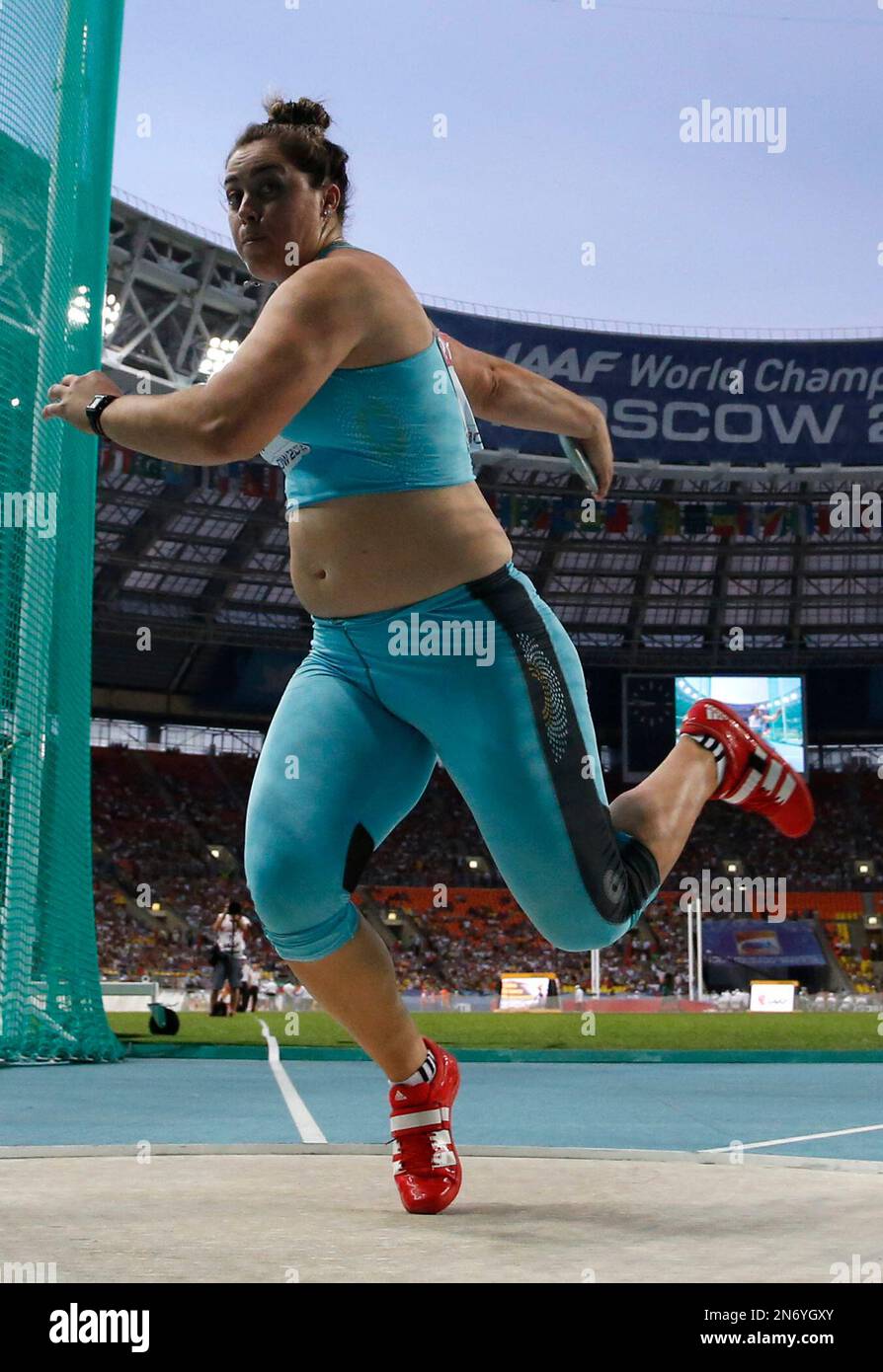 Argentina's Rocio Comba competes in the women's discus throw at the ...