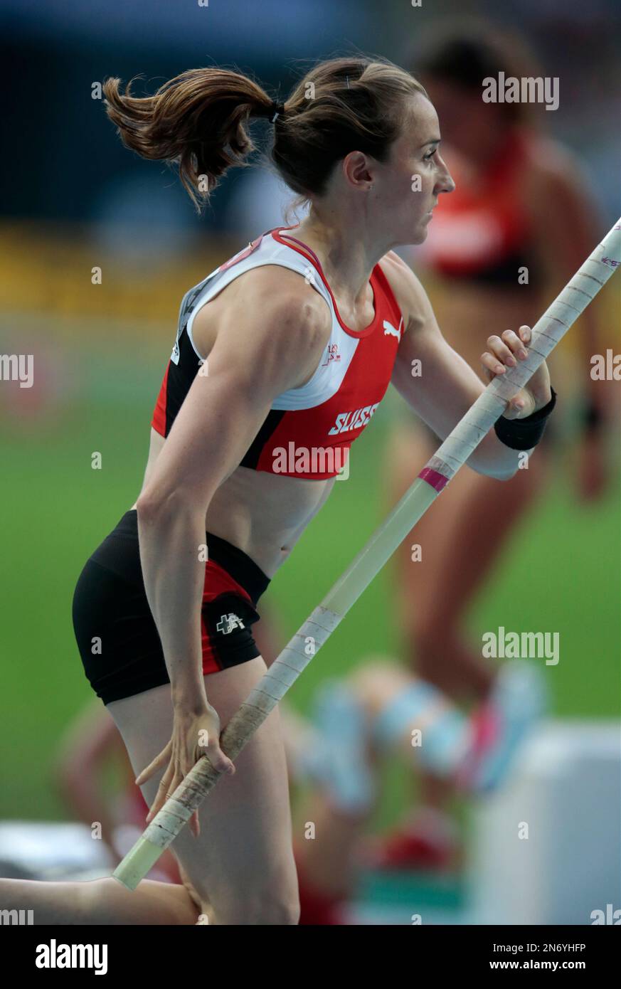 Switzerland's Nicole Buchler competes in the women's pole vault ...