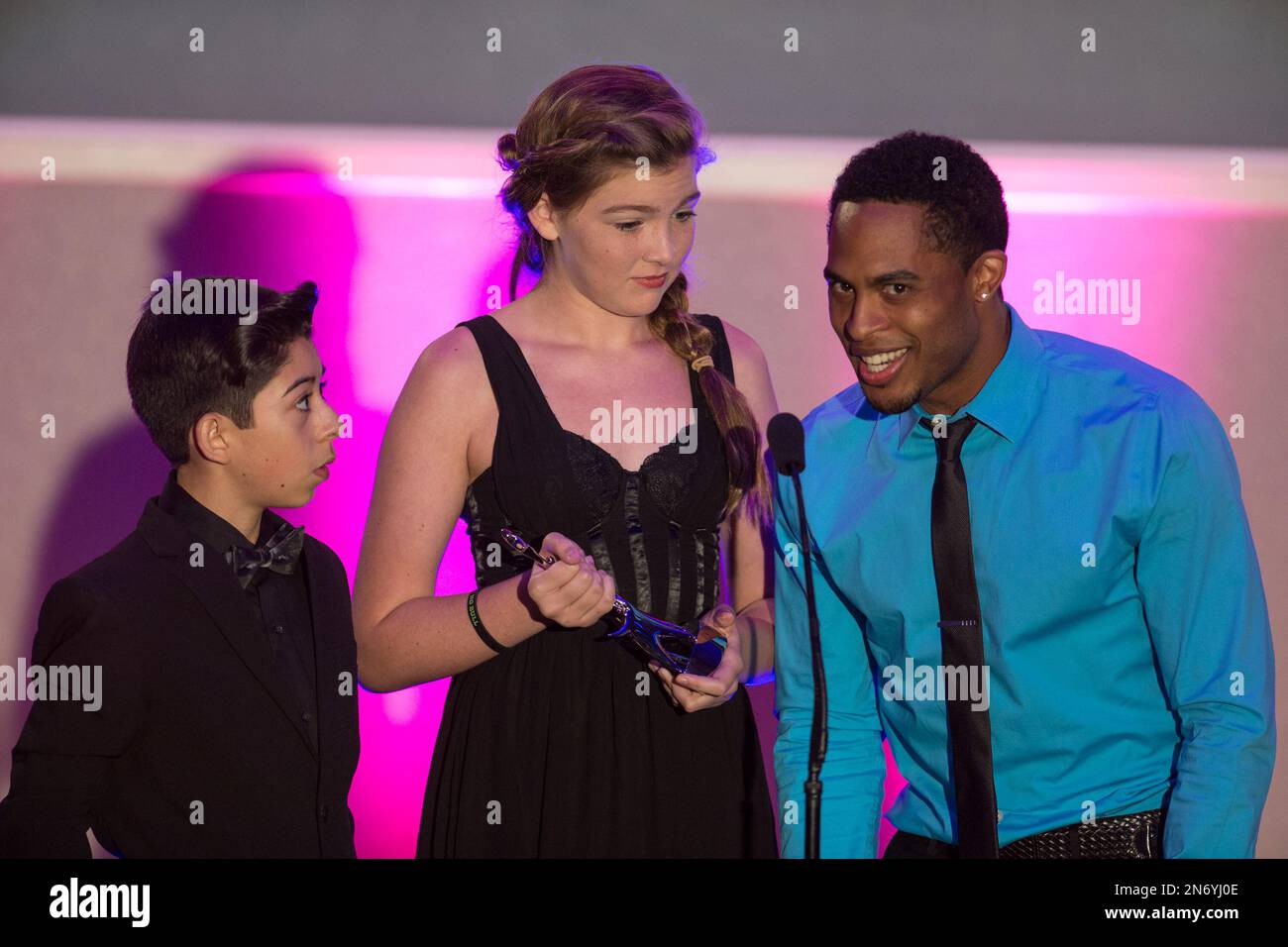 From left Actors, Fabrizio Guido, Abigail Hargrove, and Brandon Bell ...