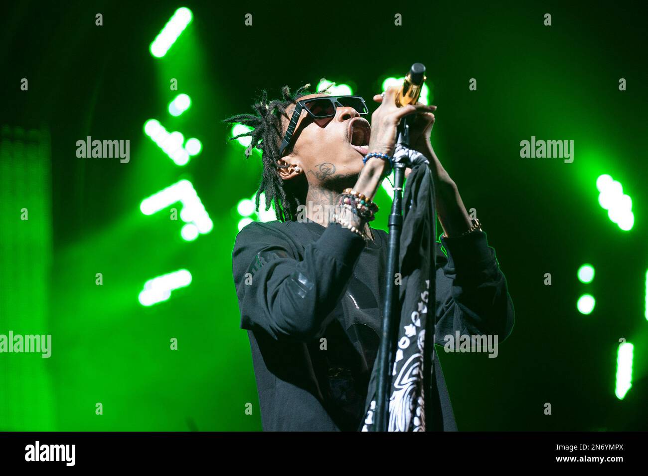 Rapper Wiz Khalifa performs during the Under the Influence of Music ...