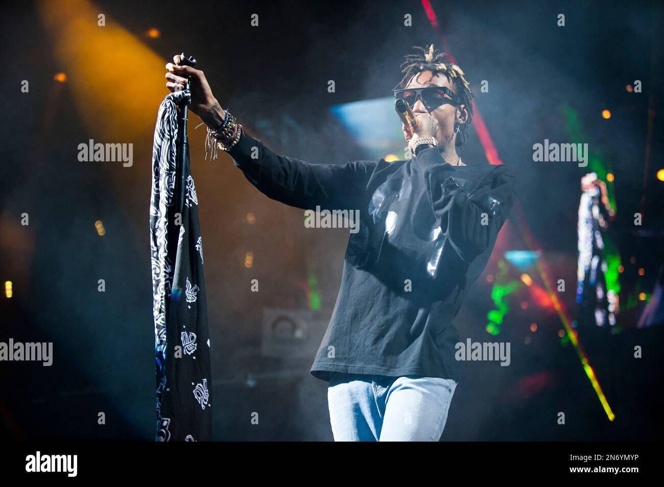 Rapper Wiz Khalifa performs during the Under the Influence of Music ...