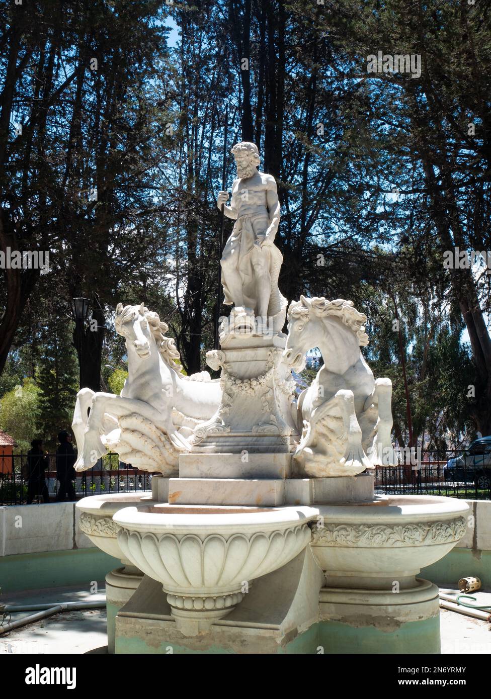 La Paz, Bolivia - October 1 2022: Neoclassical Fountain in the center ...