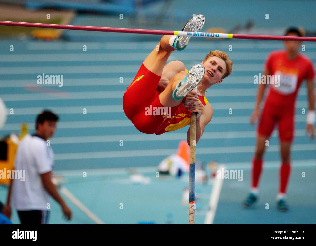 Spain's Igor Bychkov competes in the men's pole vault qualification at ...