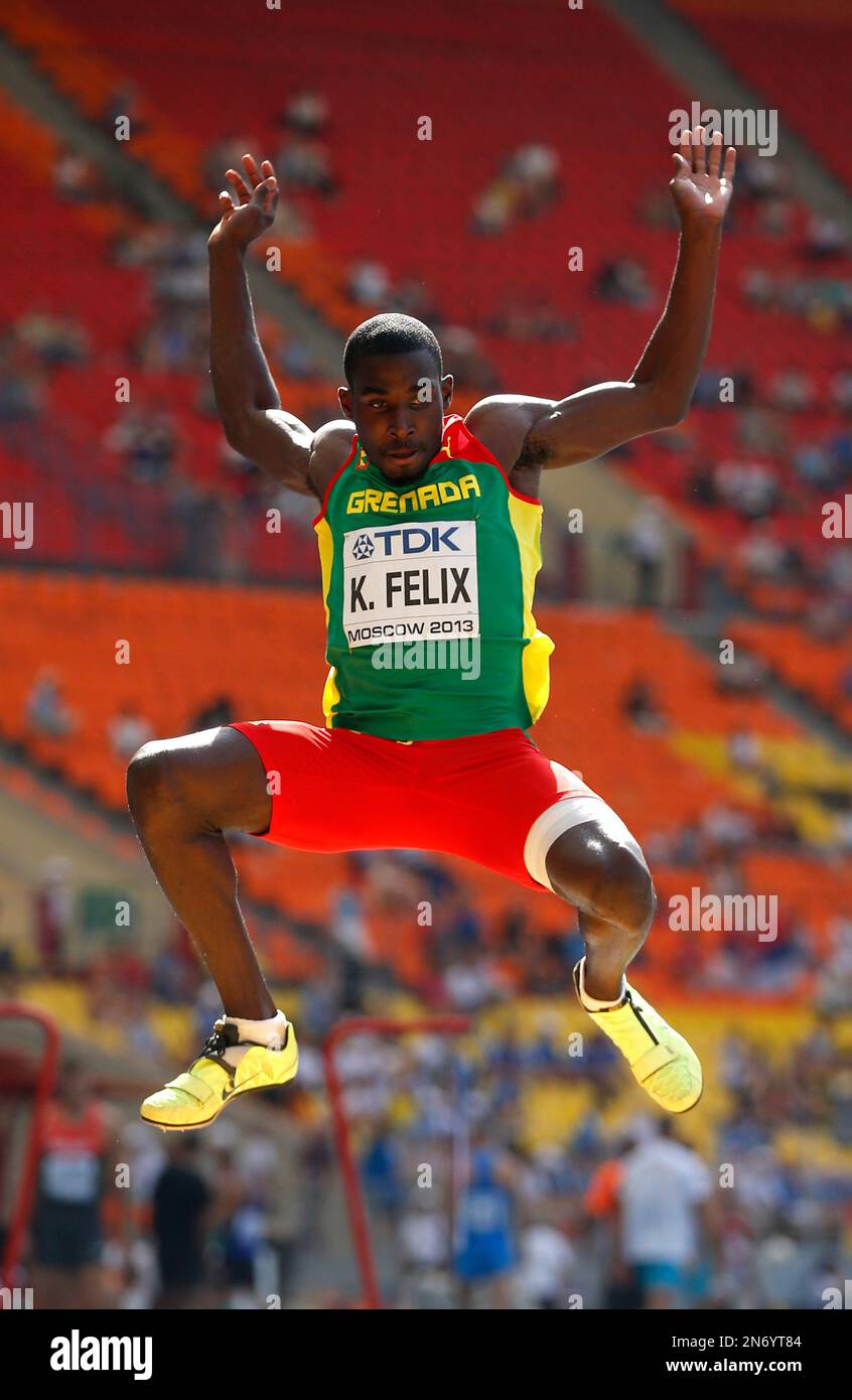 Grenada's Kurt Felix competes in the men's long jump decathlon at the ...