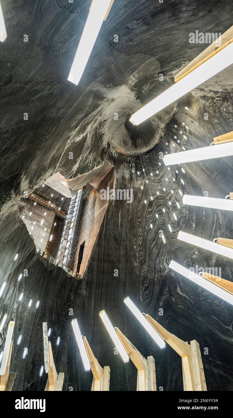 The underground theme park in a big salt mine Salina Turda, Turda in ...