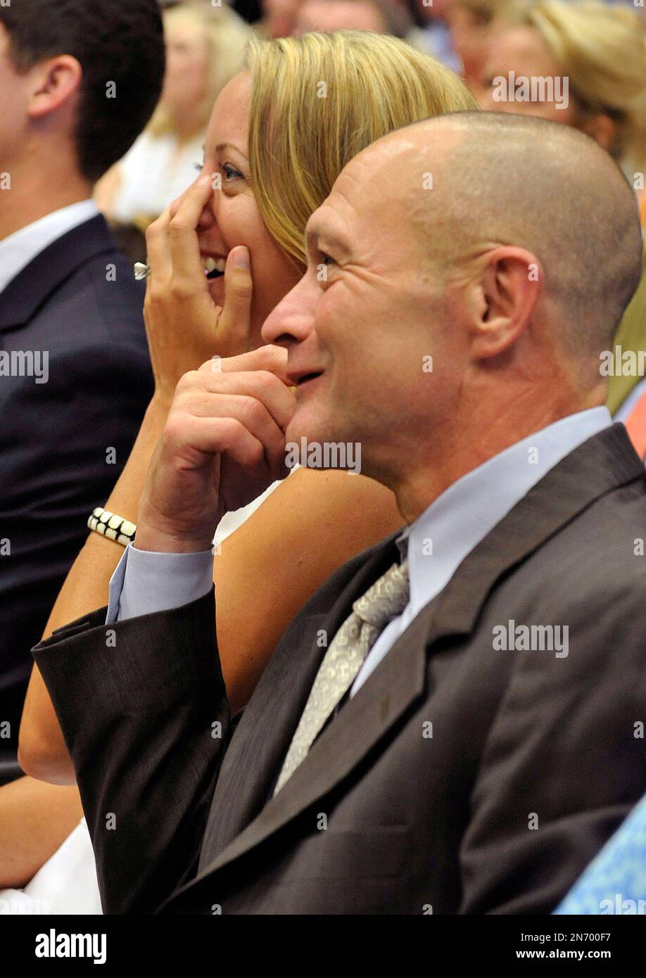 Lisa Borel ,left, and her husband inductee Calvin Borel enjoy a laugh ...
