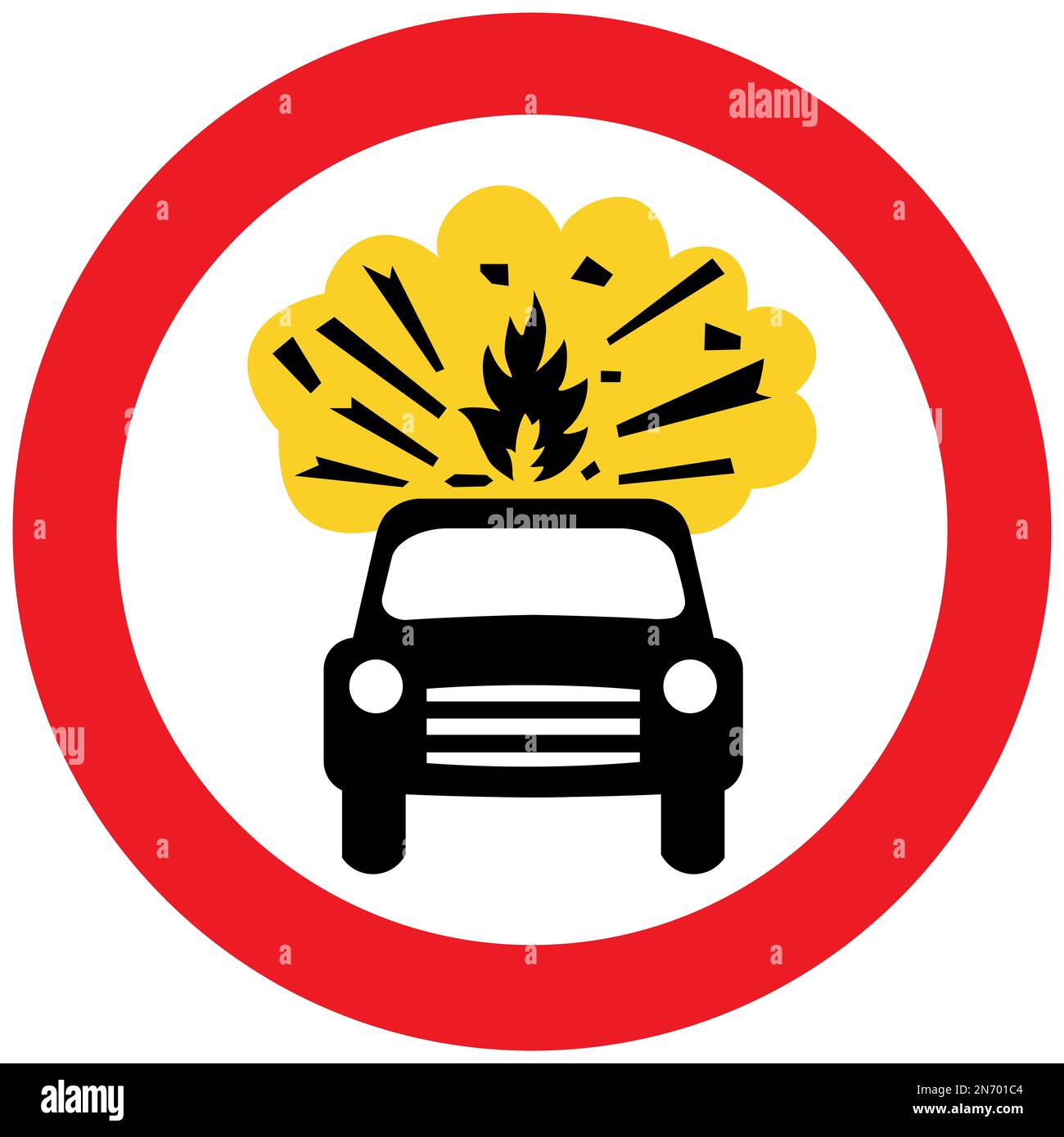 Vehicles carrying explosives prohibited British road sign Stock Photo ...
