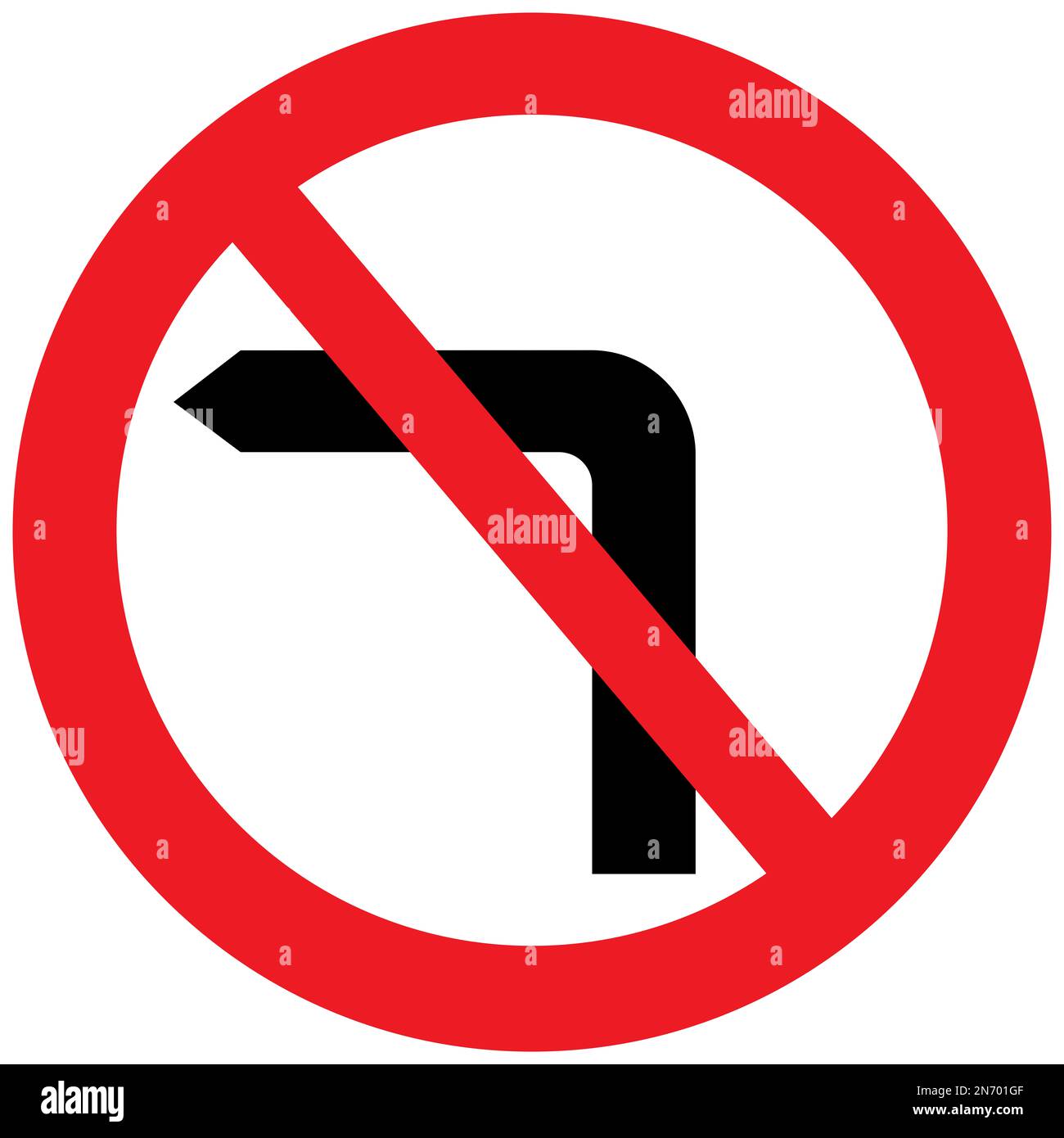 No left turn British road sign Stock Photo - Alamy