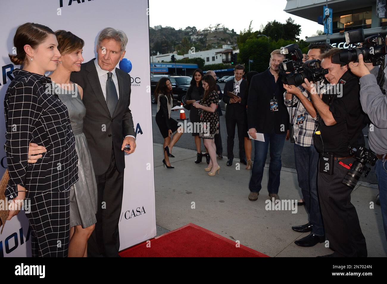 From left, Georgia Ford, actress Calista Flockhart and actor Harrison ...