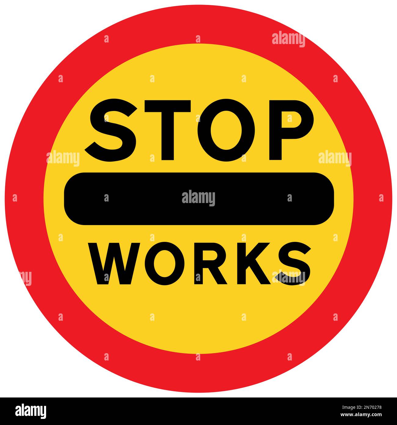 Stop works ahead British road sign Stock Photo - Alamy