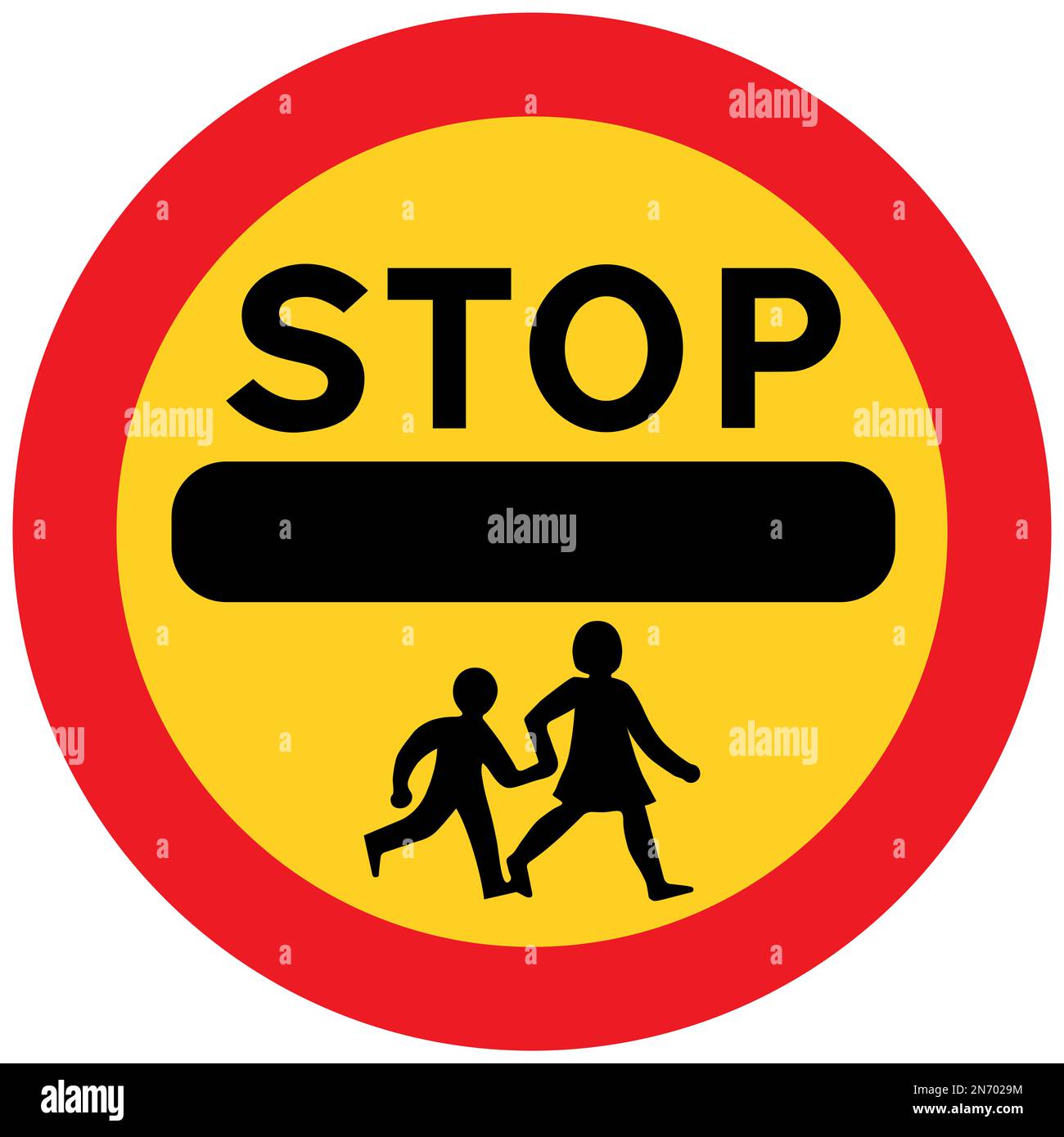 Stop children crossing ahead British road sign Stock Photo - Alamy