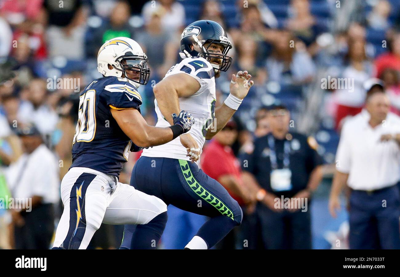 San Diego Chargers inside linebacker Manti Te'o covers Seattle Seahawks ...